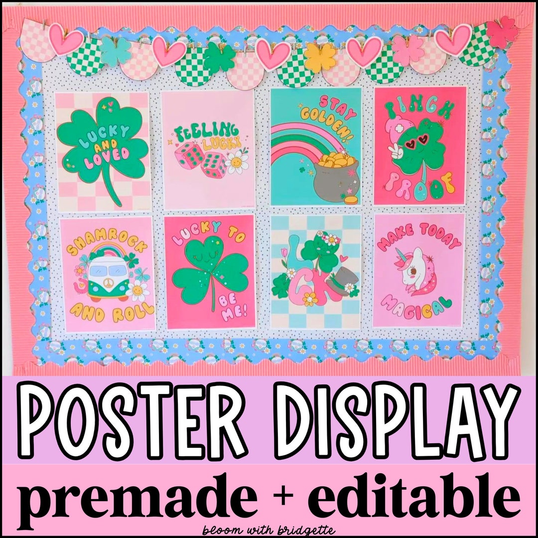 St. Patricks Day Bulletin Board, Editable Retro St. Pattys Day Posters ...