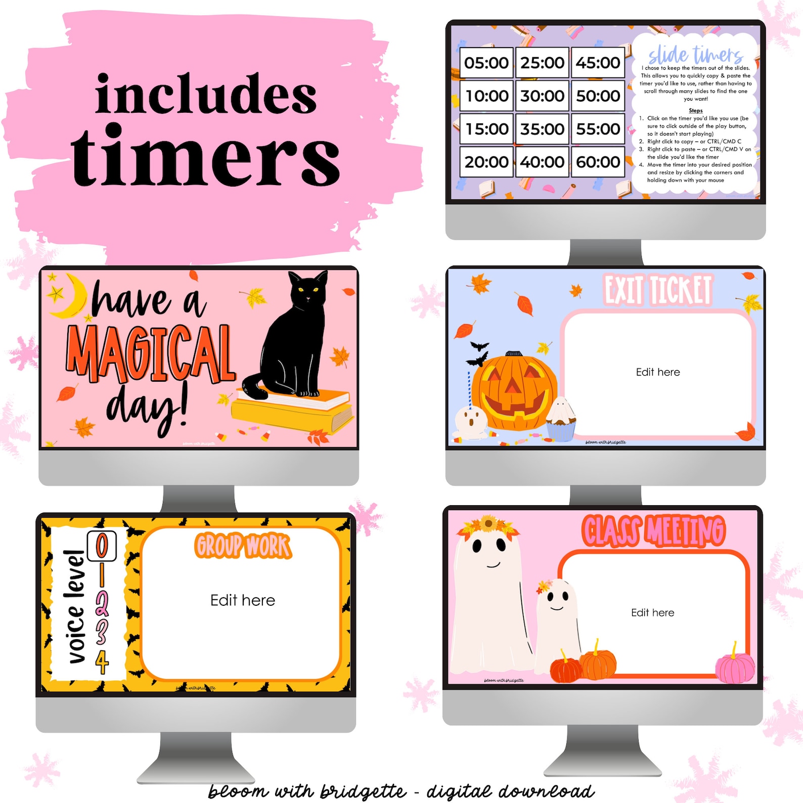 Halloween Google Slides and Powerpoint Templates With Timers, Classroom ...