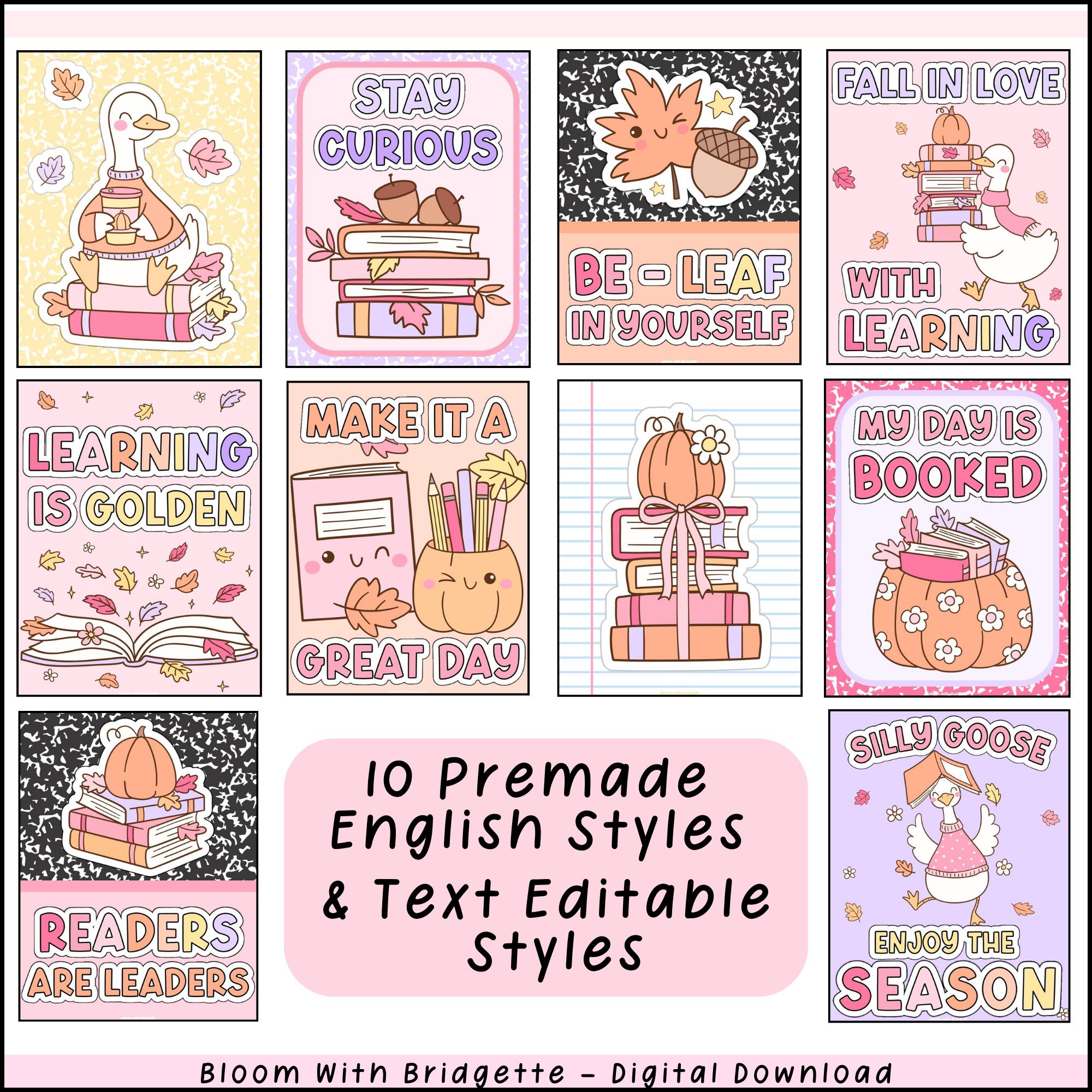 Fall Goose Posters | Bilingual Classroom Decor | Composition Notebook ...