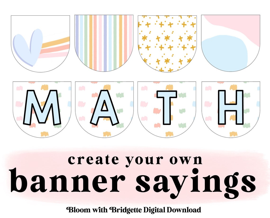 Modern Pastel Classroom Banners, Buntings, Printable Classroom Decor ...