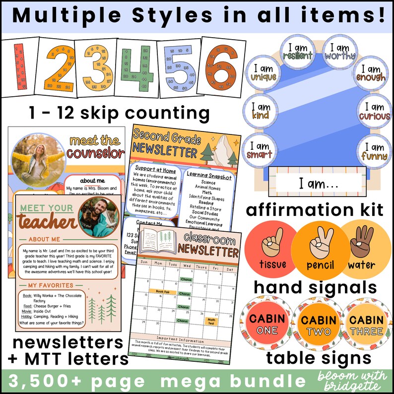 Camping Theme Classroom Bundle, Nature Classroom Decorations, Editable ...