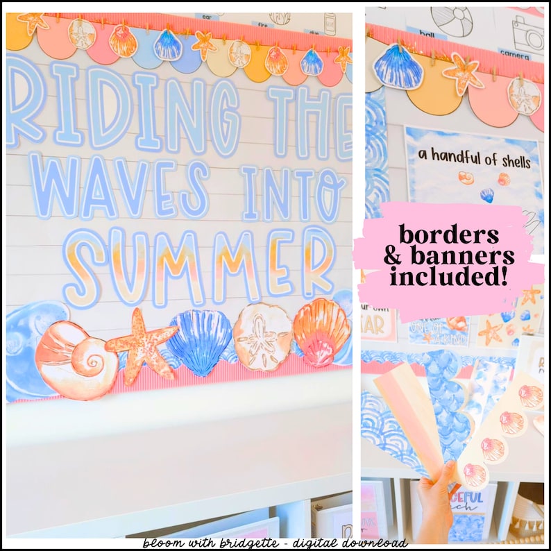Back to School Bulletin Board Kit, Beach Classroom Decorations, Calm ...