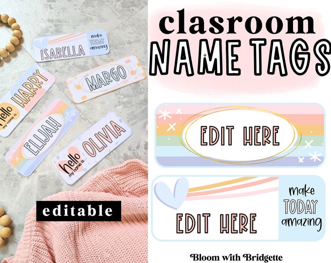 Retro Pastel Name Tags | Classroom Labels | Editable - Etsy Canada