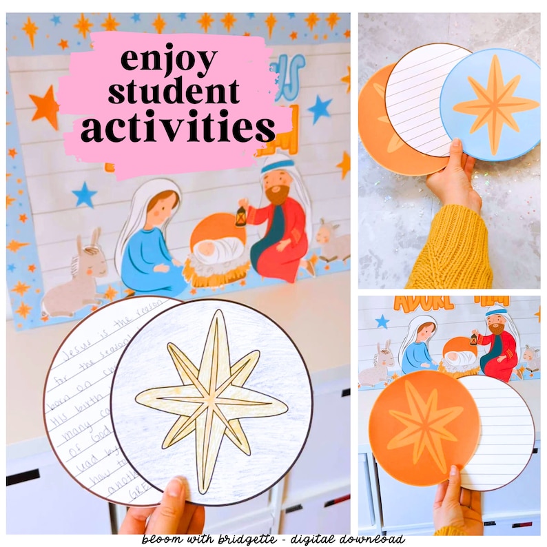 Nativity Bulletin Board, Christmas Classroom Decor, Holiday Door Decor ...