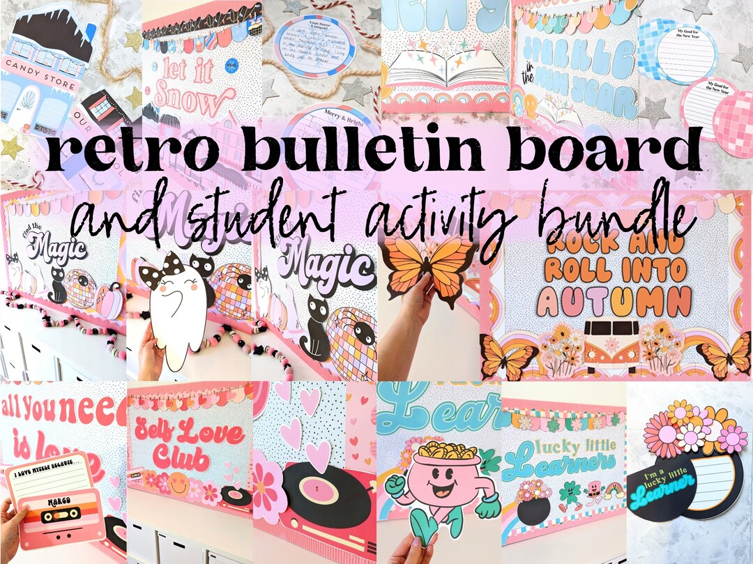 Retro Seasonal Bulletin Board Bundle, Seasonal Themed Student ...