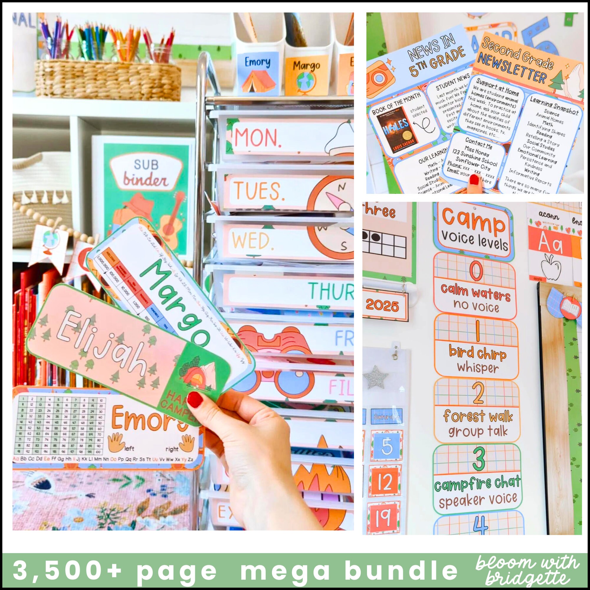 Camping Theme Classroom Bundle, Nature Classroom Decorations, Editable ...