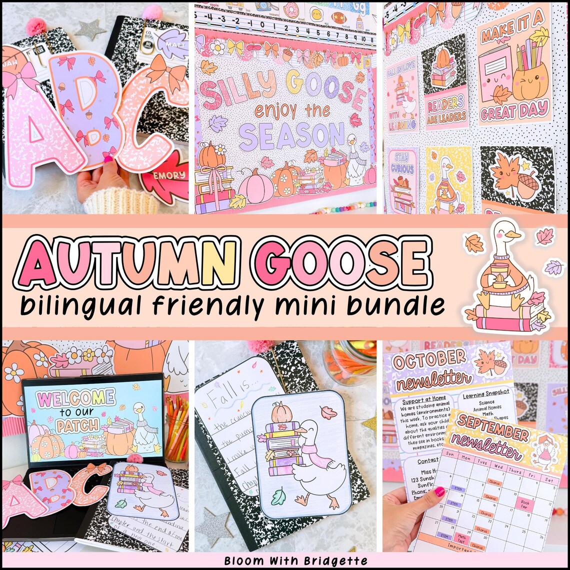 Fall Goose Classroom Decor Bundle, Bilingual Bulletin Board, Posters ...