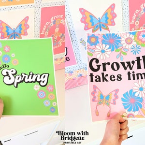 Retro Spring Classroom Posters, Easy Bulletin Board Display, Spring ...