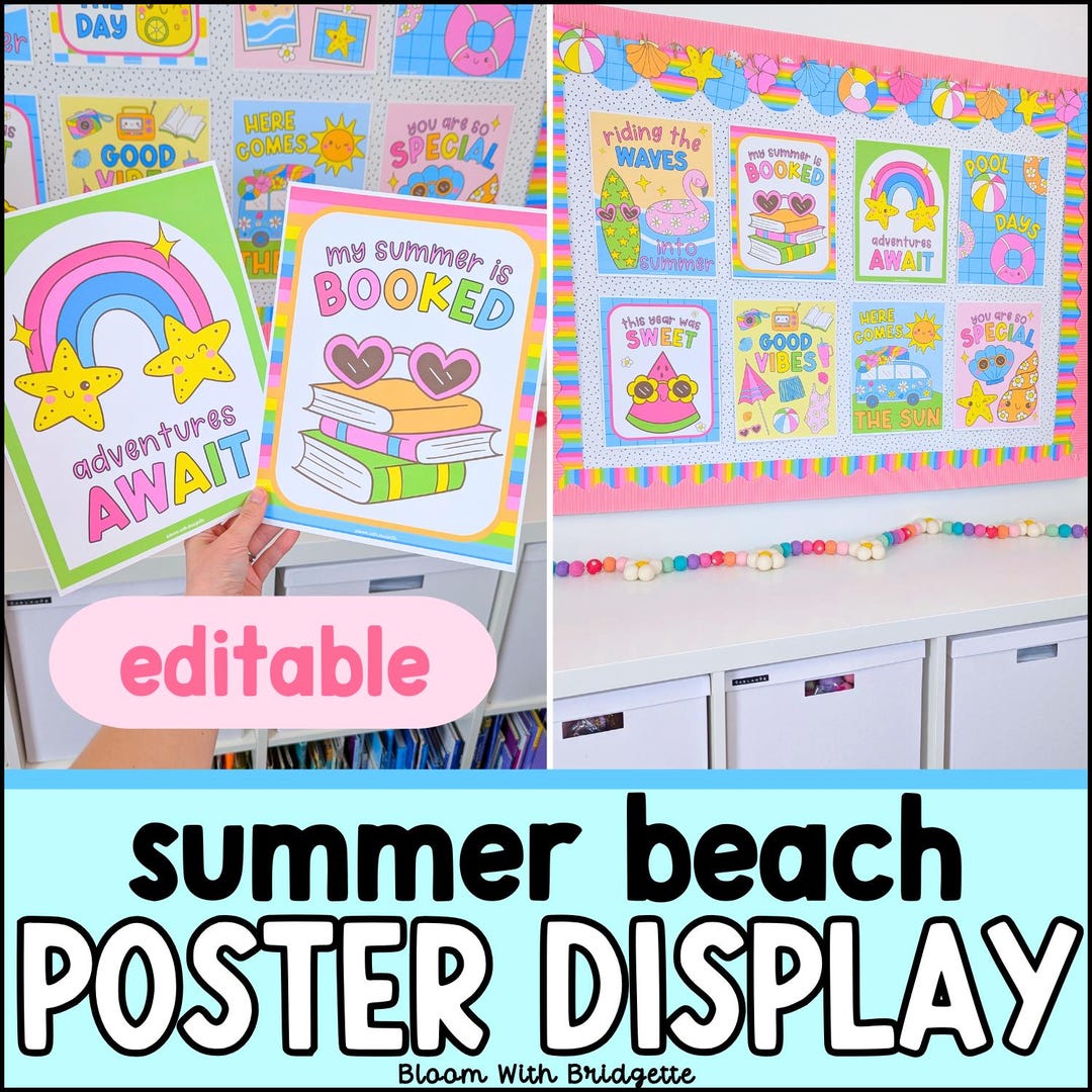 Summer Classroom Posters, Editable Posters, Easy Summer Bulletin Board ...