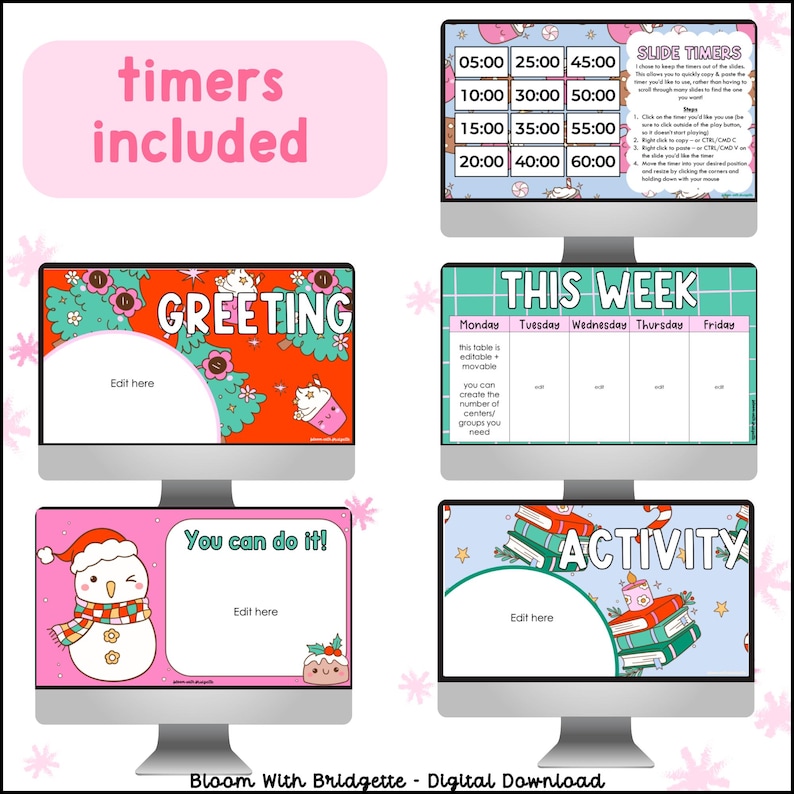 Christmas Classroom Slides, Editable Slide Template, Daily Slides ...
