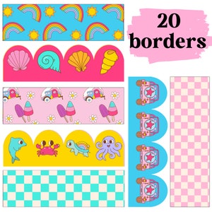 Retro Summer Bulletin Borders and Banners, Printable Summer Classroom ...