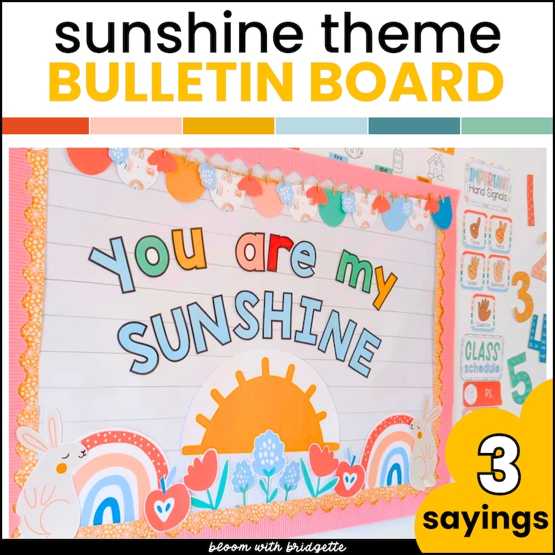Back to School Bulletin Board, Bright Sunshine Classroom Decor ...