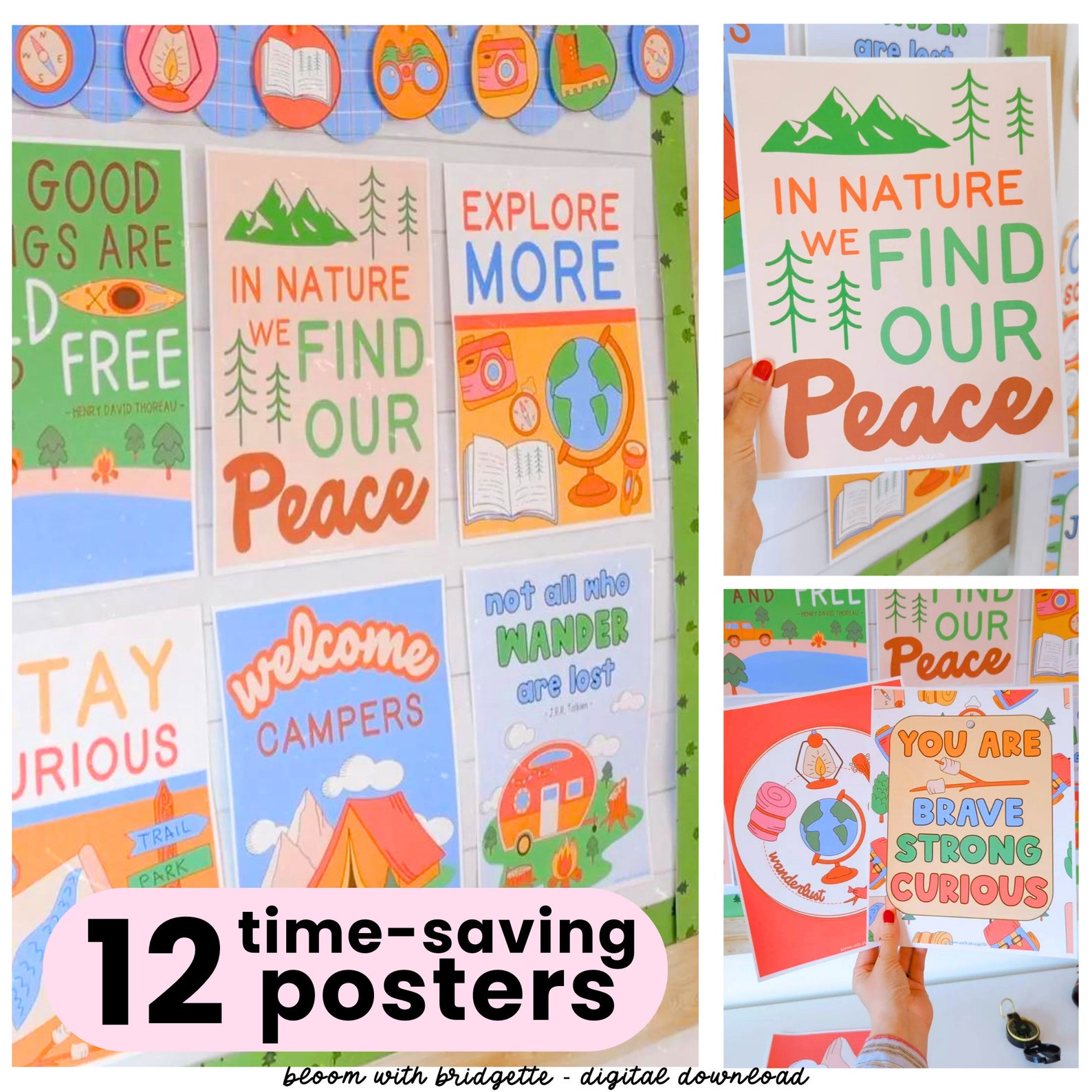 Camping Classroom Poster Display, Colorful Classroom Decorations, Text ...