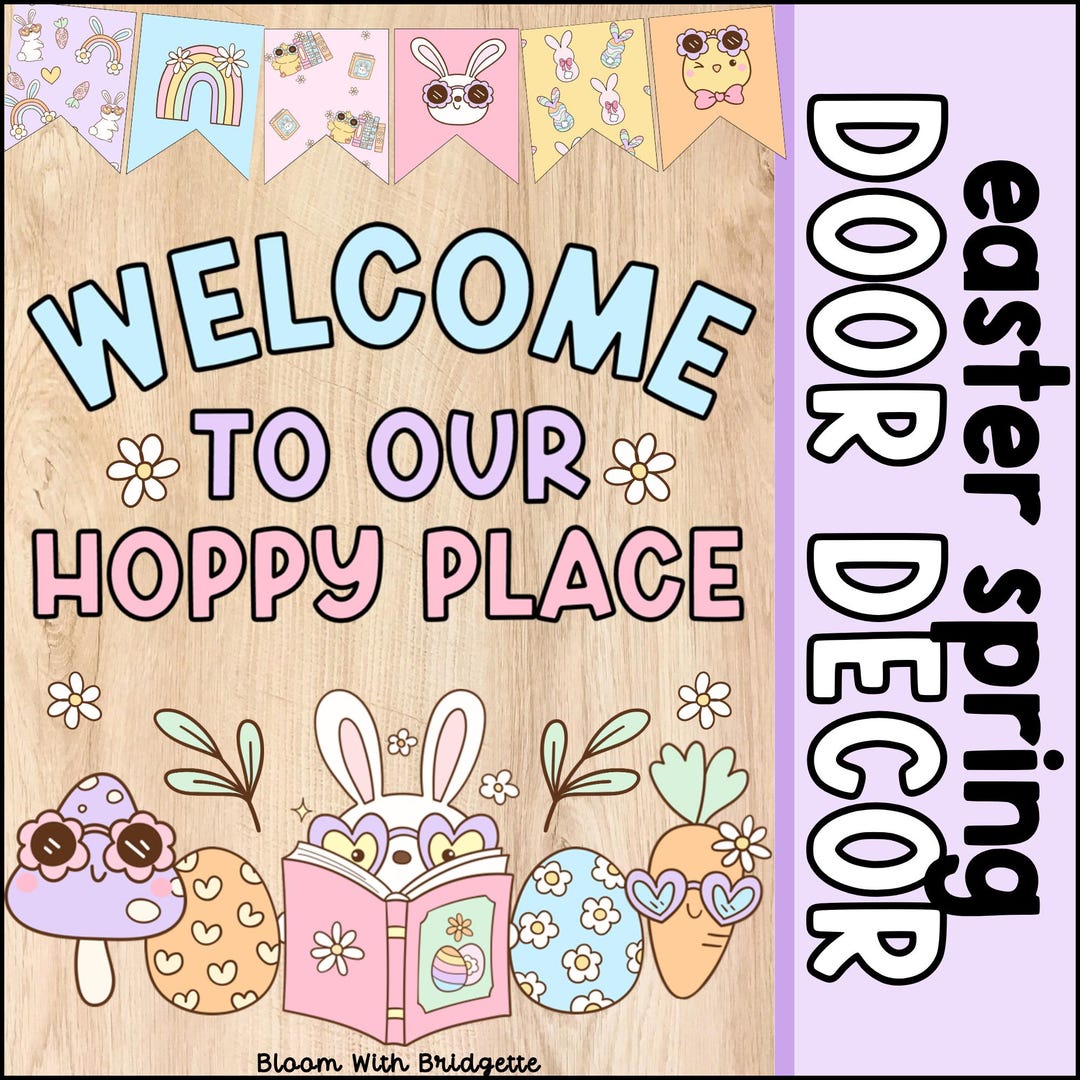 Easter Door Decor, Spring Classroom Decor, Pastel Welcome Door ...