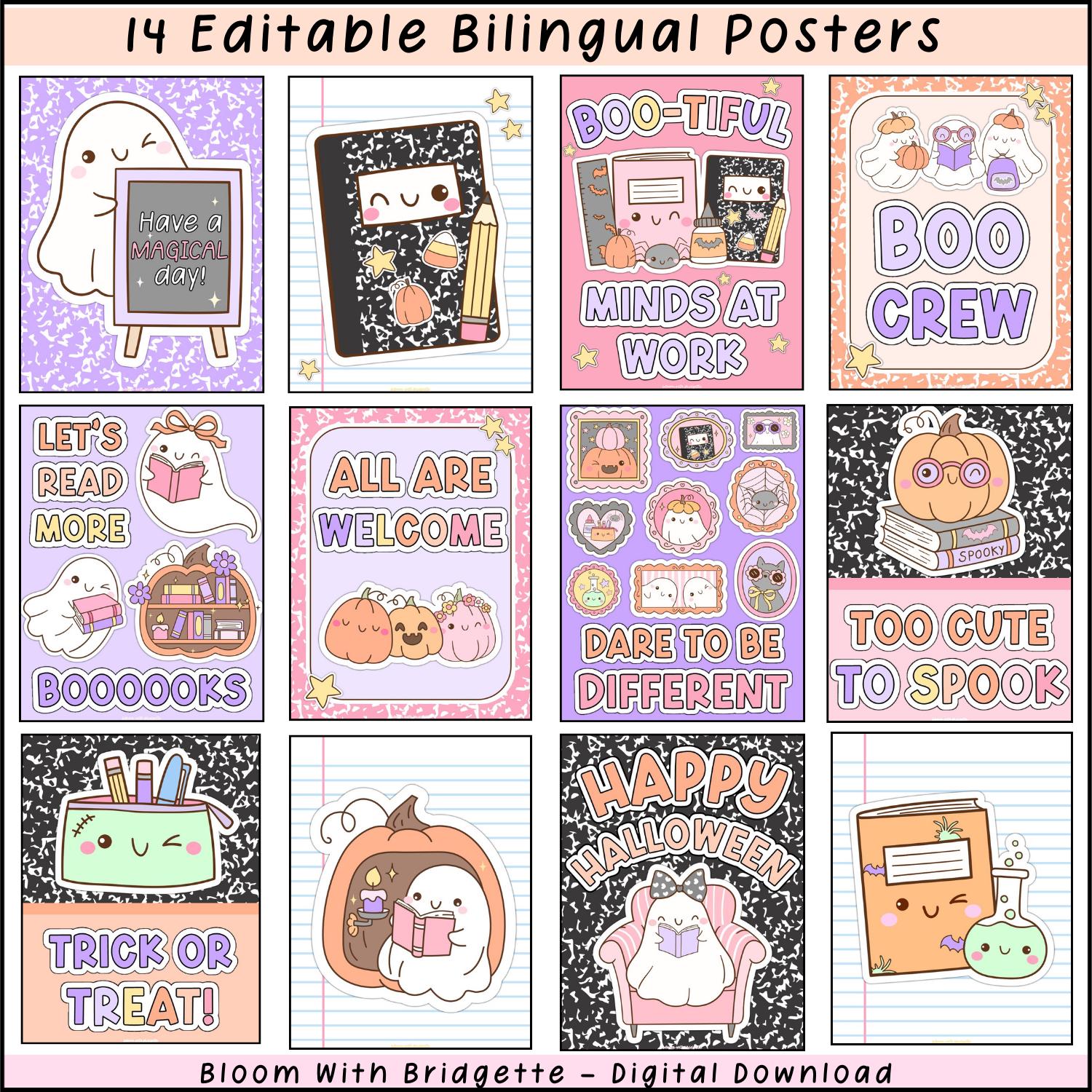 Halloween Classroom Decor Bundle | Bilingual Bulletin Board | Posters ...