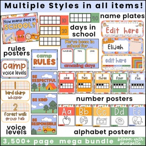 Camping Theme Classroom Bundle, Nature Classroom Decorations, Editable ...