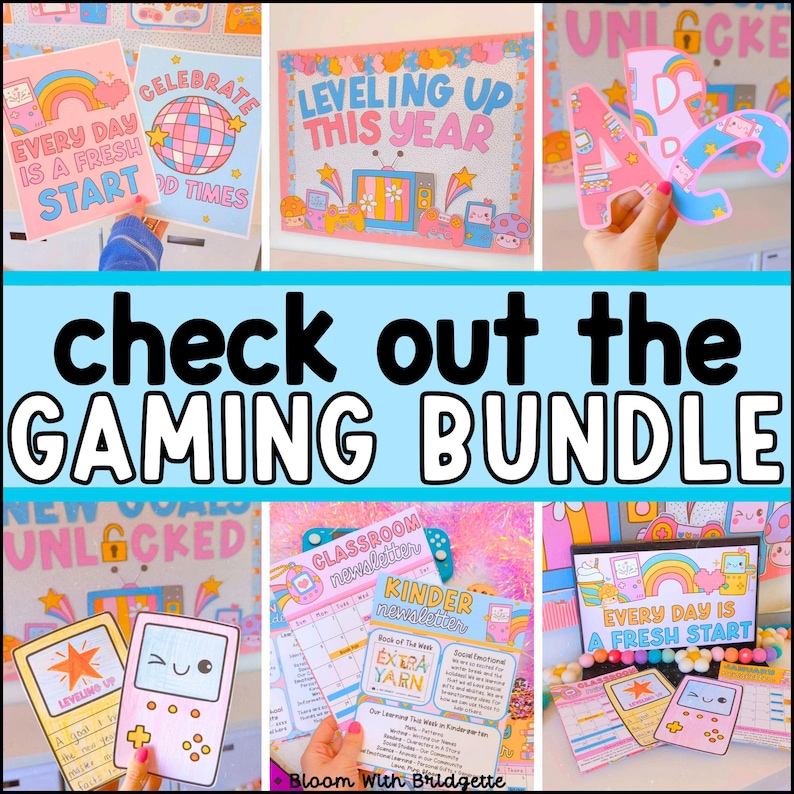 New Year Door Decor, Video Game Classroom Decor, Bright Welcome Door ...