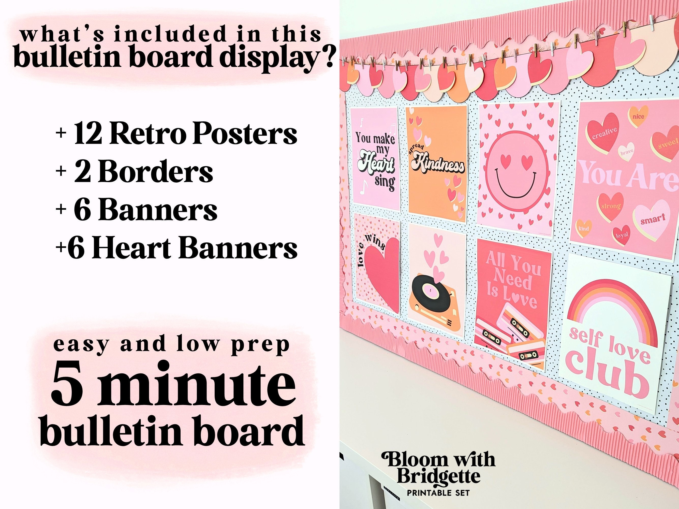 Retro Valentine's Day Classroom Posters February Bulletin - Etsy