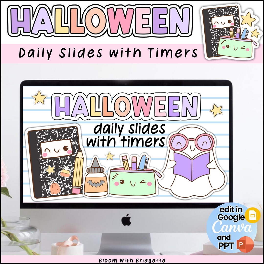 Halloween Classroom Slides With Timers, Composition Notebook Decor - Etsy