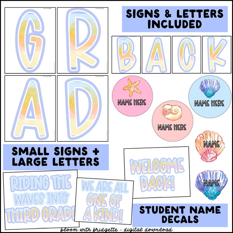 Back to School Bulletin Board Kit, Beach Classroom Decorations, Calm ...