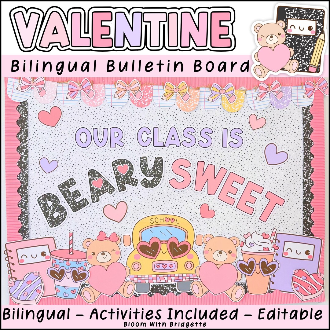 Bilingual Valentine’s Day Bulletin Board, Student Kindness Activities ...
