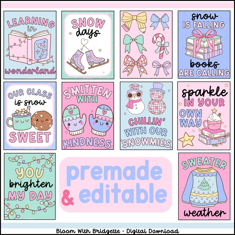 Winter Classroom Decor Bundle, Bulletin Board, Classroom Slides ...