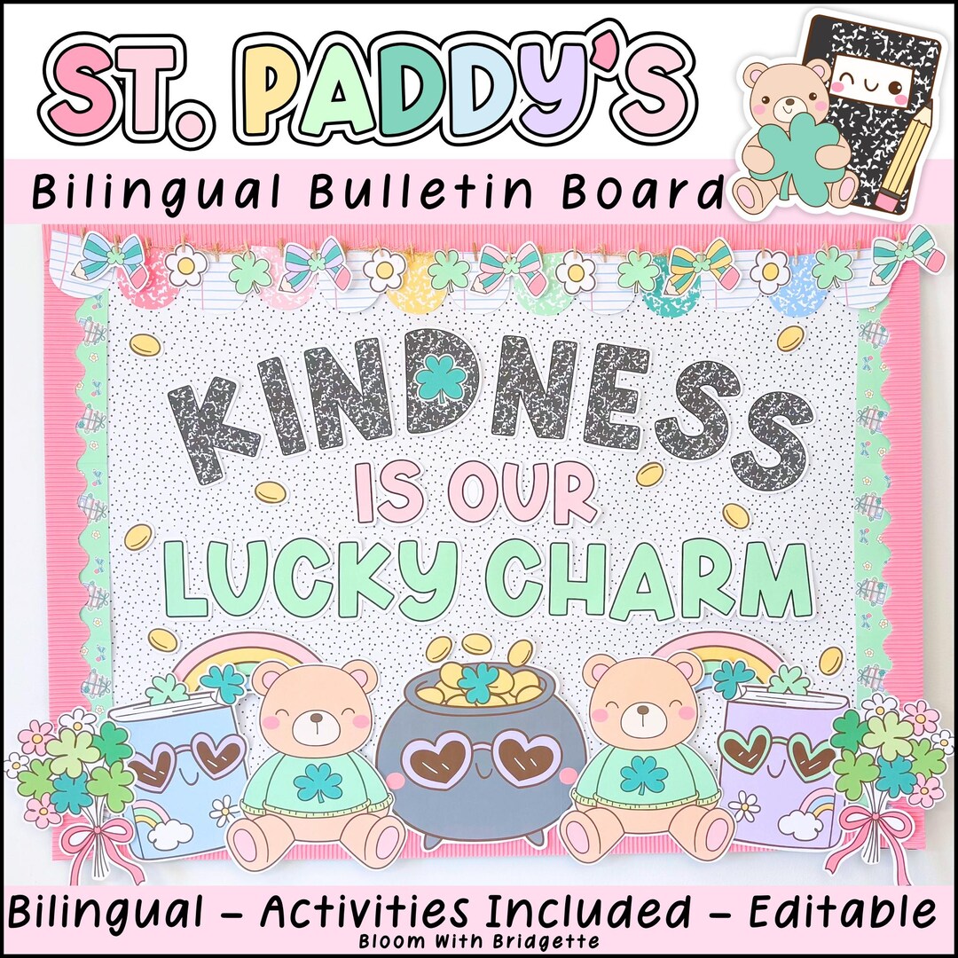 St. Patricks Day Bulletin Board, Bilingual, Composition Notebook Decor ...