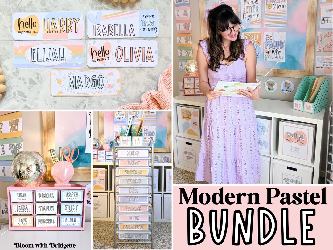 Modern Pastel Classroom Decor Bundle Editable, Calm Classroom Decor ...