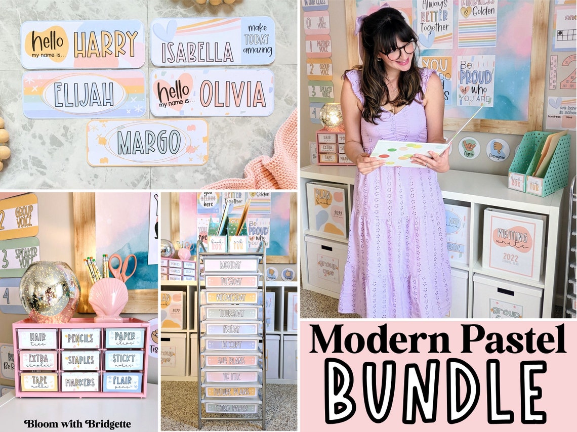 Modern Pastel Classroom Decor Bundle Editable Calm Classroom - Etsy ...