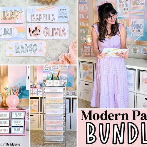 Modern Pastel Classroom Decor Bundle Editable Calm Classroom - Etsy