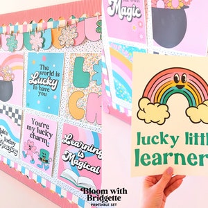 Retro St. Patty's Day Classroom Posters, March Bulletin Board, Spring ...