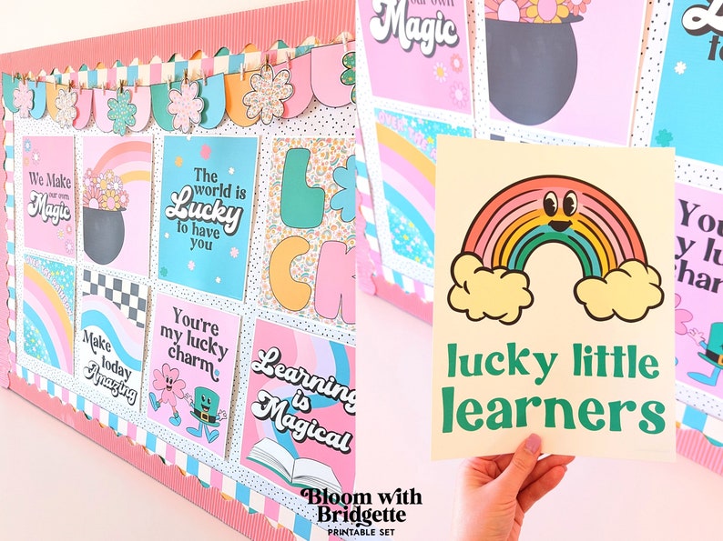 Retro St. Patty's Day Classroom Posters March Bulletin - Etsy