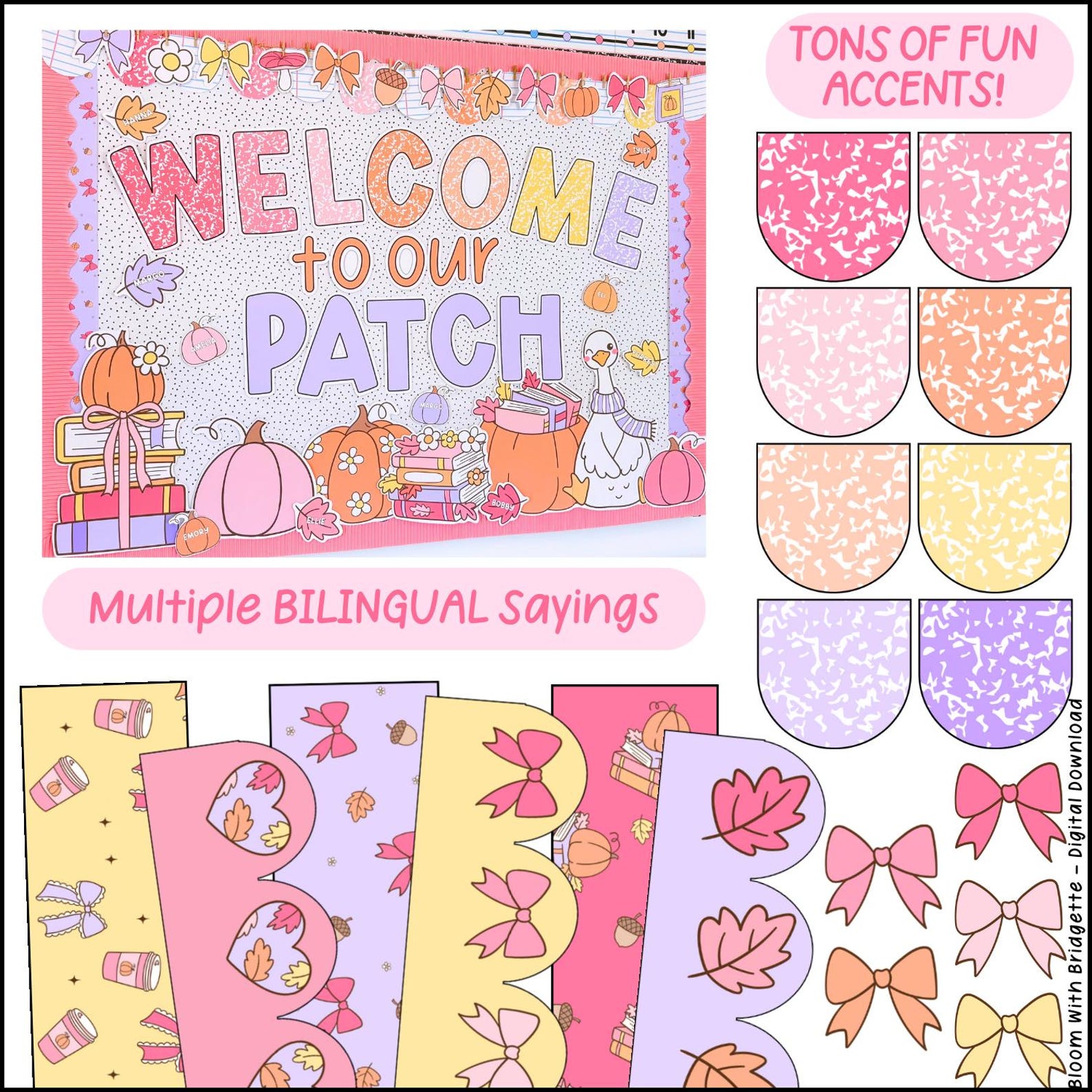 Fall Goose Classroom Decor Bundle, Bilingual Bulletin Board, Posters ...