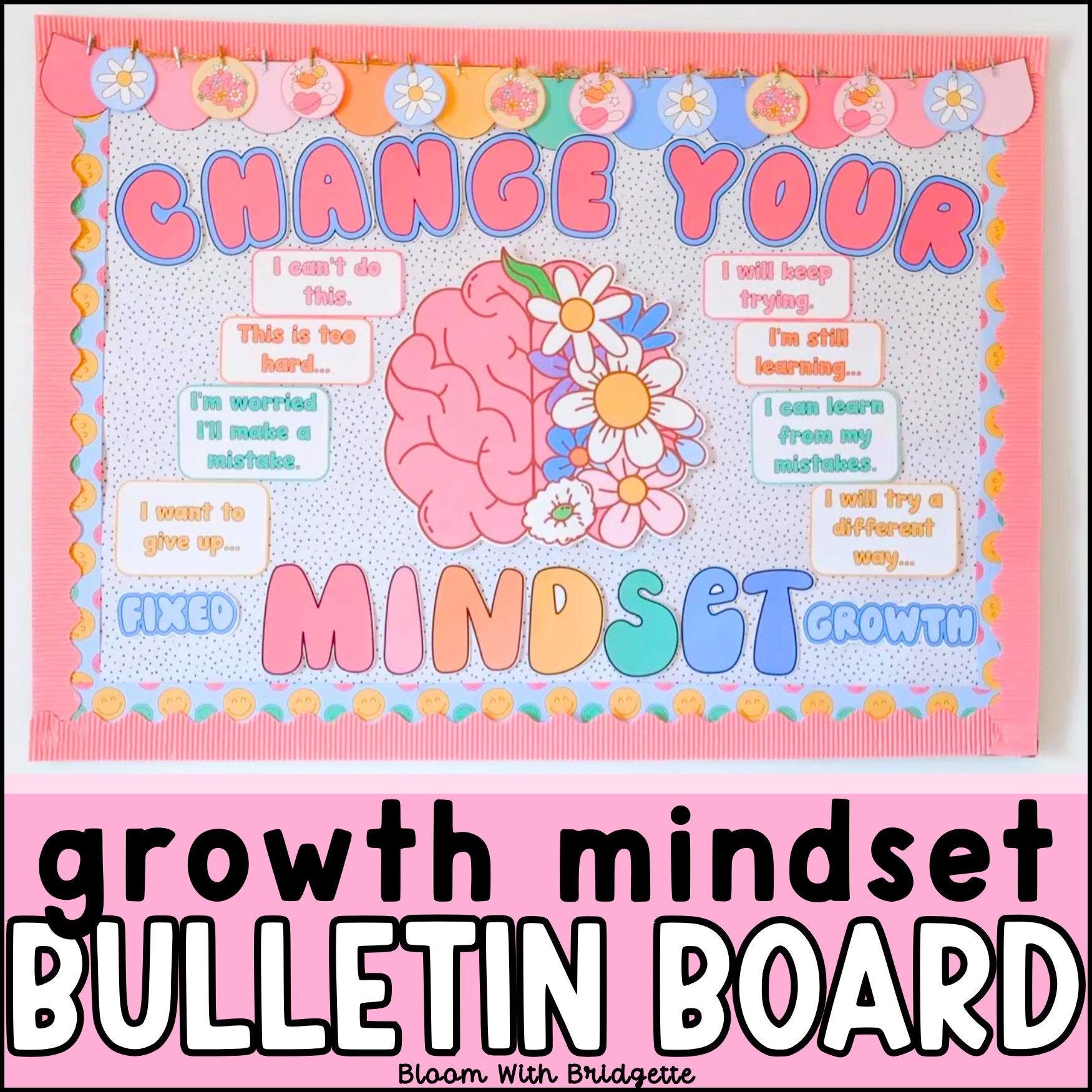 Kids Motivational Posters Change Your Mindset Bulletin Board, Growth ...