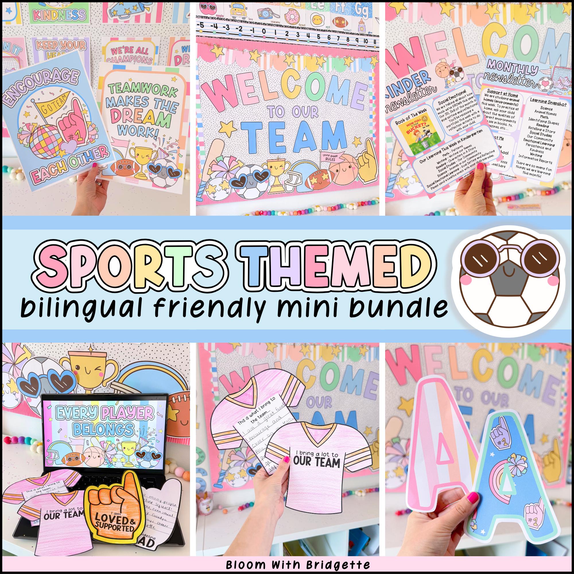 Sports Back to School Classroom Decor Bundle, Bilingual Bulletin Board ...
