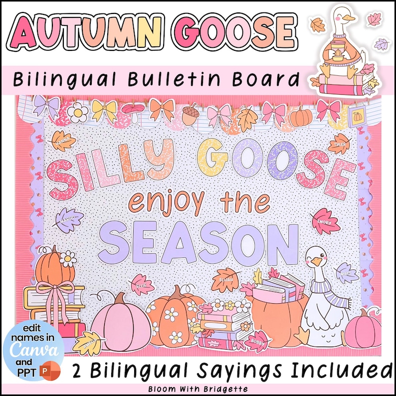 Fall Goose Bulletin Board Kit | Bilingual Spanish & English Classroom ...
