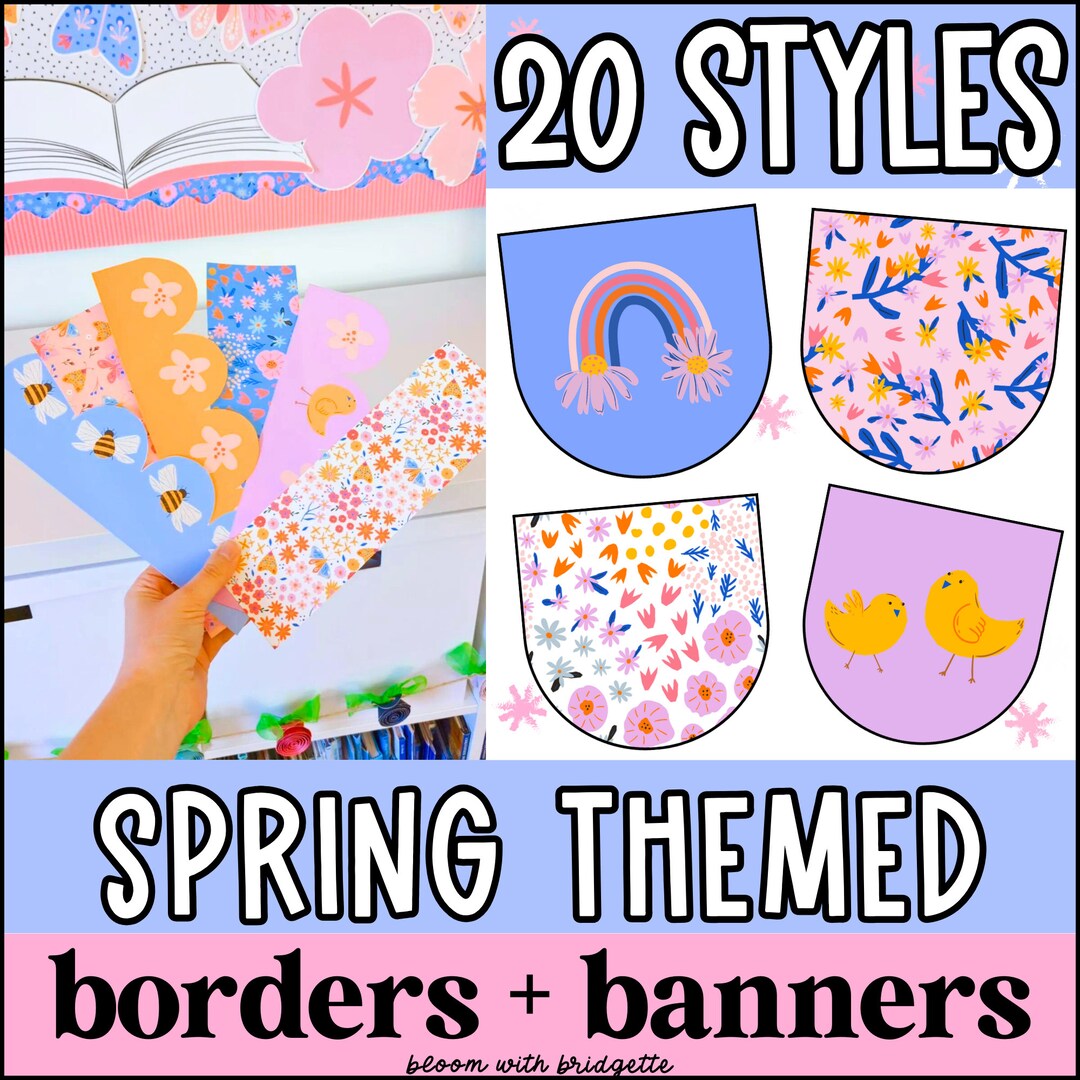 Bright Spring Bulletin Borders and Banners, Printable Spring Classroom ...