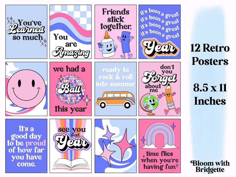 Retro End of Year Classroom Posters Easy Bulletin Board - Etsy