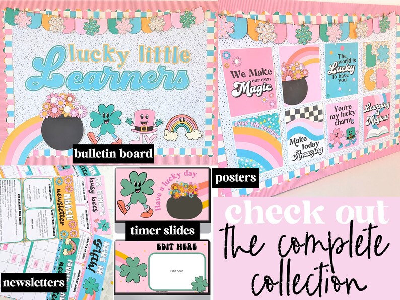 Retro St. Patty's Day Classroom Posters March Bulletin - Etsy