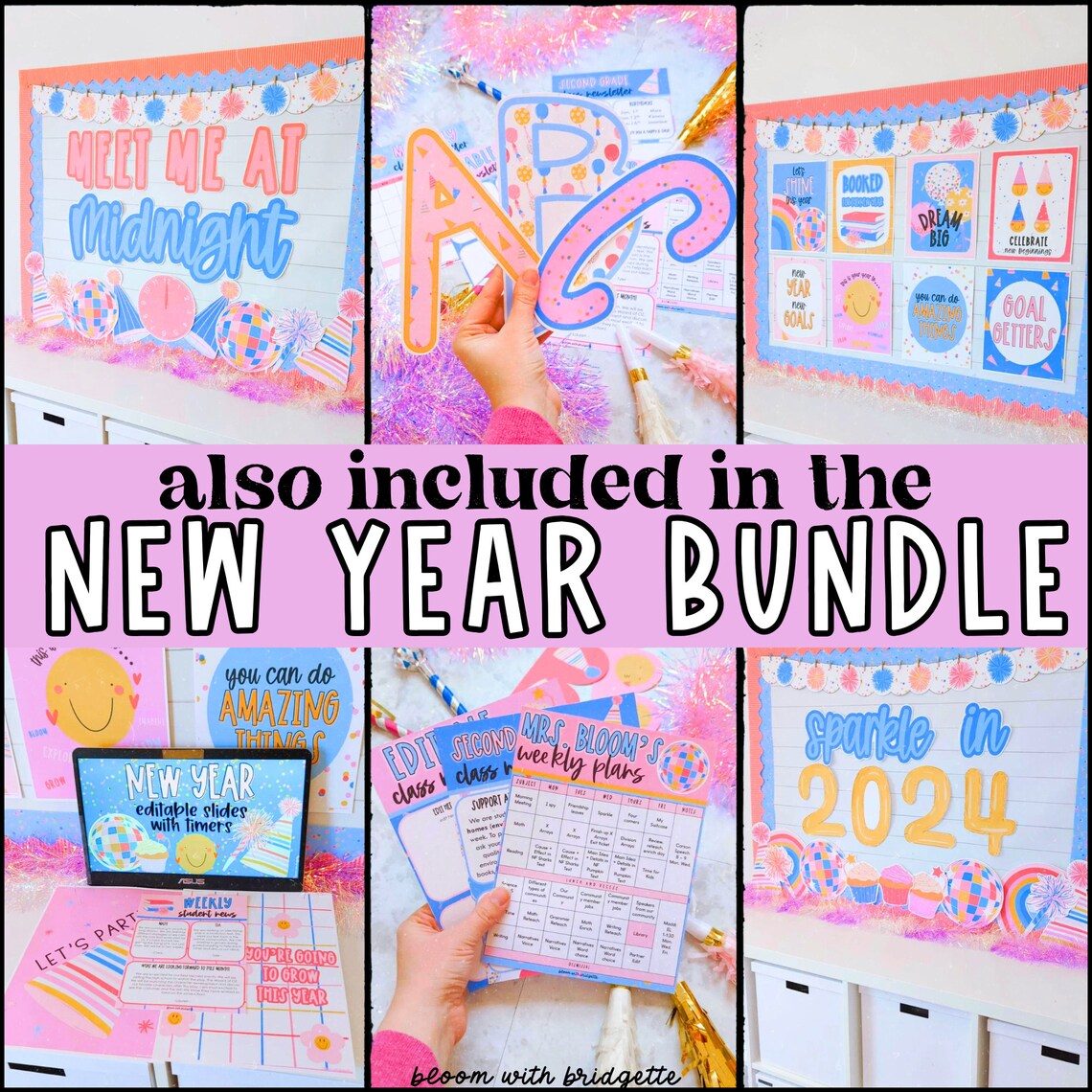 New Year Classroom Posters, Editable Bulletin Board, Classroom Door ...