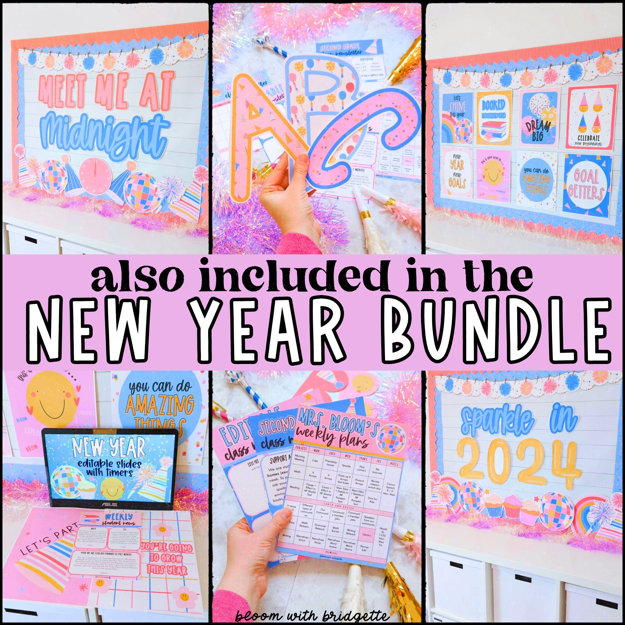 New Year Classroom Posters, Editable Bulletin Board, Classroom Door ...