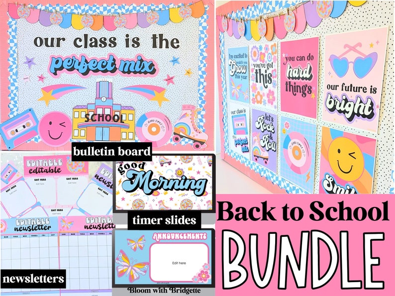 Retro Back to School Slides With Timers, Editable Classroom Decor ...