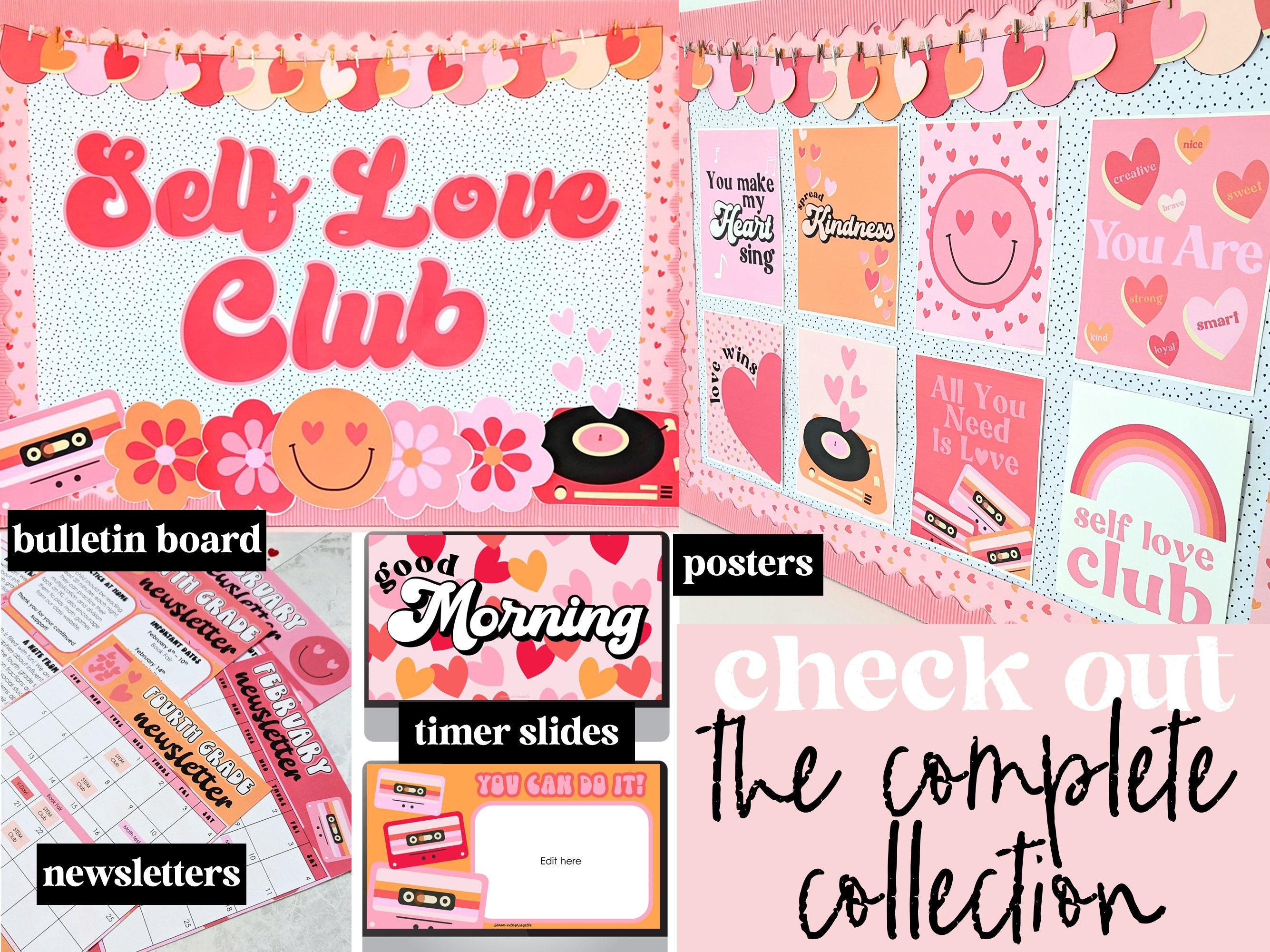 Retro Valentine's Day Classroom Posters February Bulletin - Etsy