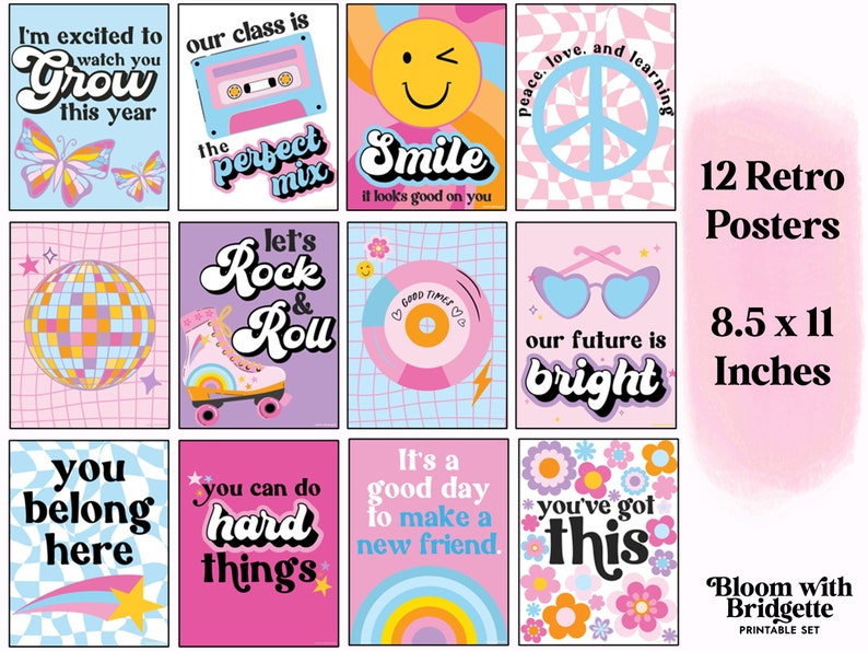 Retro Back to School Posters, Classroom Decorations, August Bulletin ...