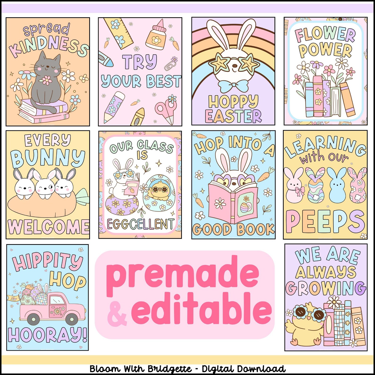 Easter Classroom Decor Bundle, Cutesy Spring Bulletin Board, Posters ...