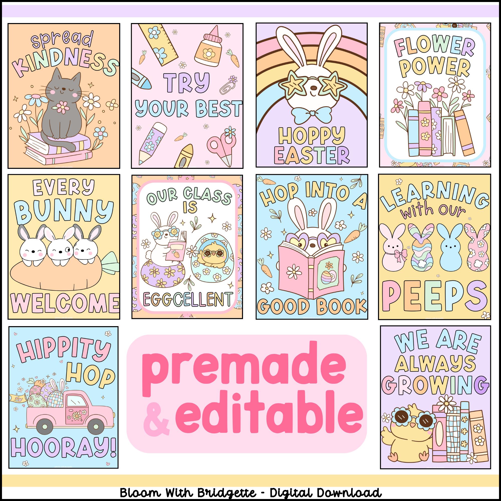 Easter Classroom Decor Bundle, Cutesy Spring Bulletin Board, Posters ...