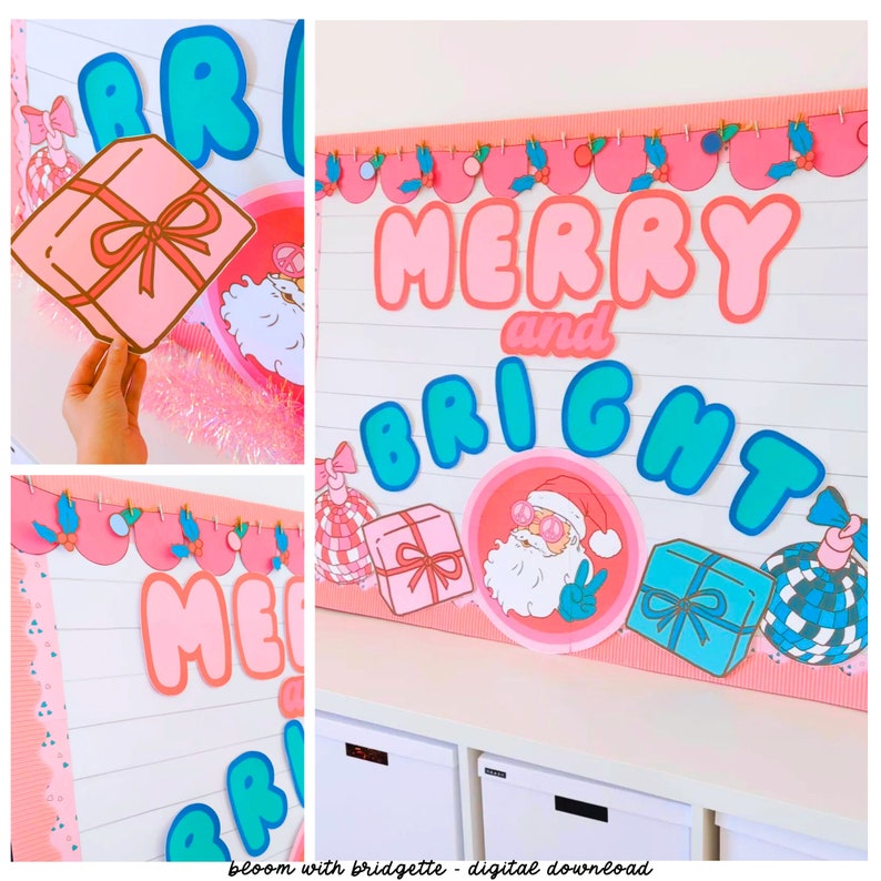 Retro Santa Bulletin Board Kit and Student Activity, Classroom Door ...