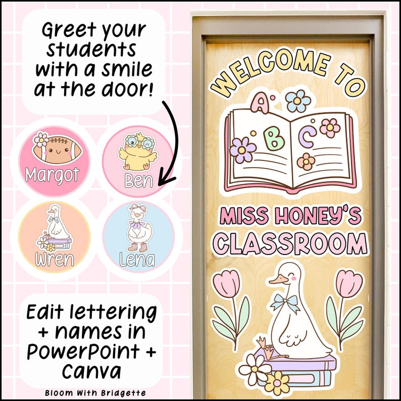 Spring Door Decor, Bilingual Bulletin Board, Editable Spring Decoration ...