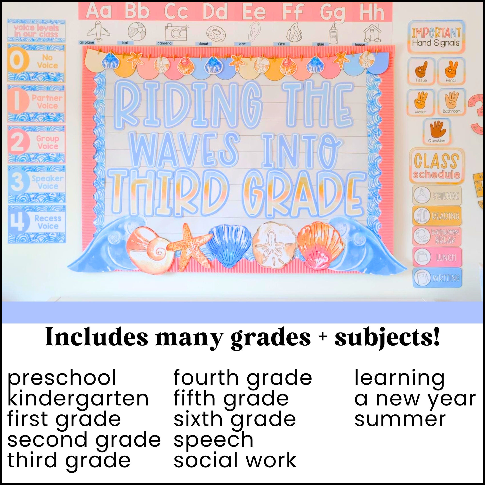 Back to School Bulletin Board Kit, Beach Classroom Decorations, Calm ...