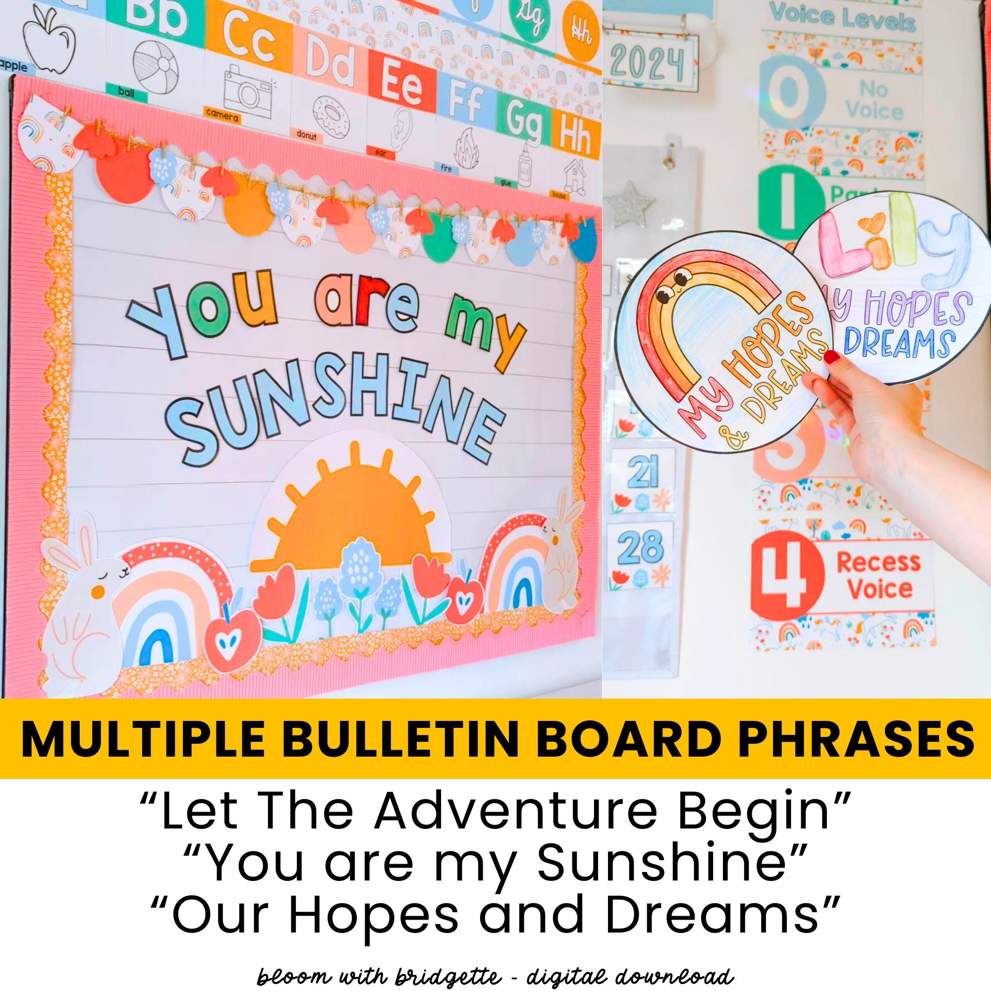 Back to School Bulletin Board, Bright Sunshine Classroom Decor ...